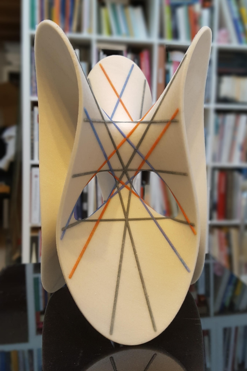 The Clebsch diagonal surface with colored lines – mathematical sculptures by MO-Labs