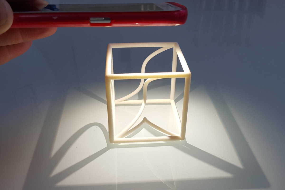 Space curve in a cube with projections (1b) – mathematical sculptures ...