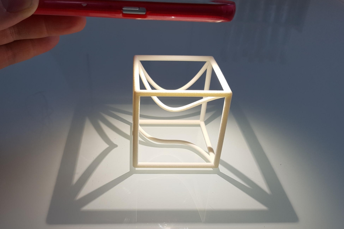 Space curve in a cube with projections (1b) – mathematical sculptures ...